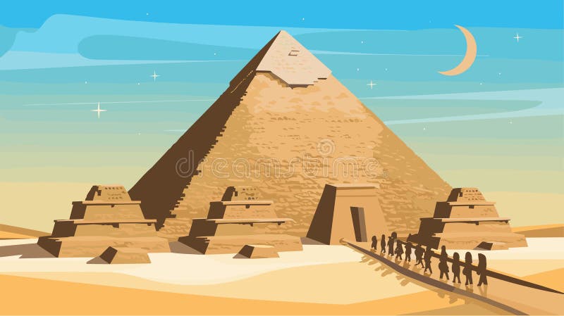 Majestic Pyramid at Dusk: a Desert Journey Stock Vector - Illustration ...