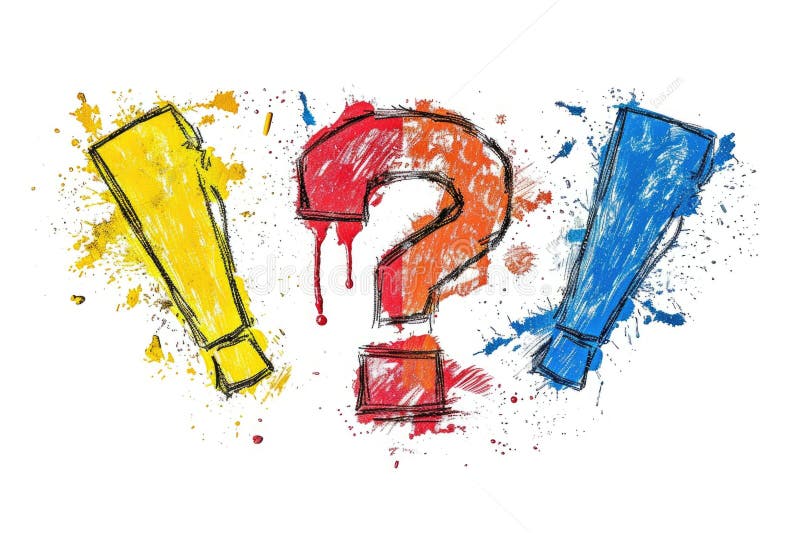 A Stylized Illustration of a Question Mark Covered in Colorful Paint ...