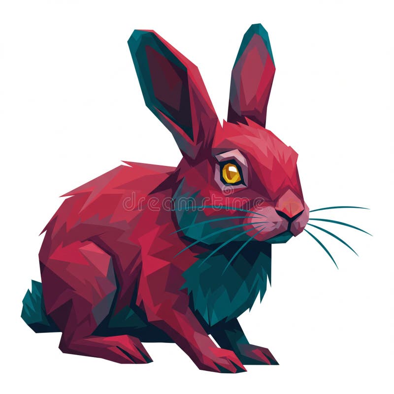 Stylized Illustration of a Rabbit, Created Using a Low-poly Design ...
