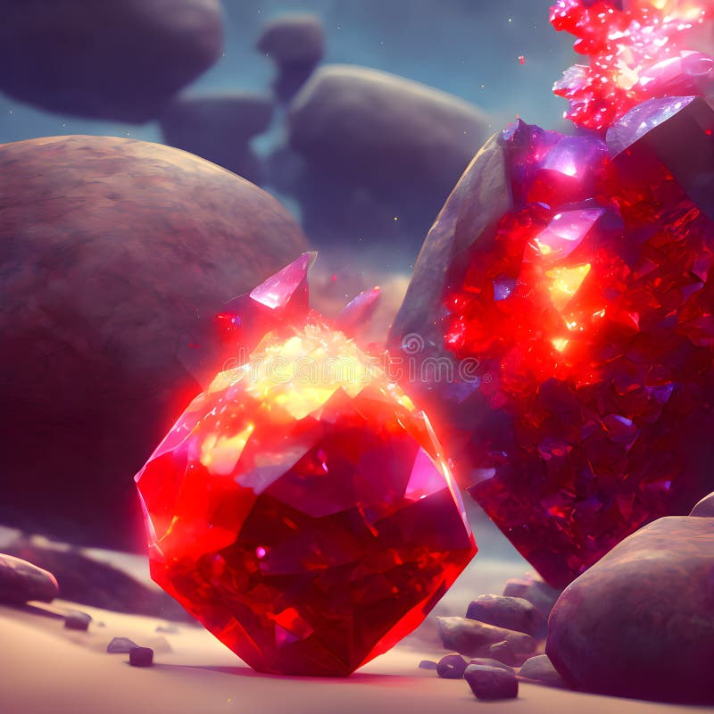 Red Crystal Landscape stock illustration. Illustration of gemstone ...