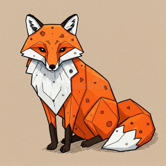 Stylized Illustration of a Red Fox (*Vulpes Vulpes*) Using Geometric ...