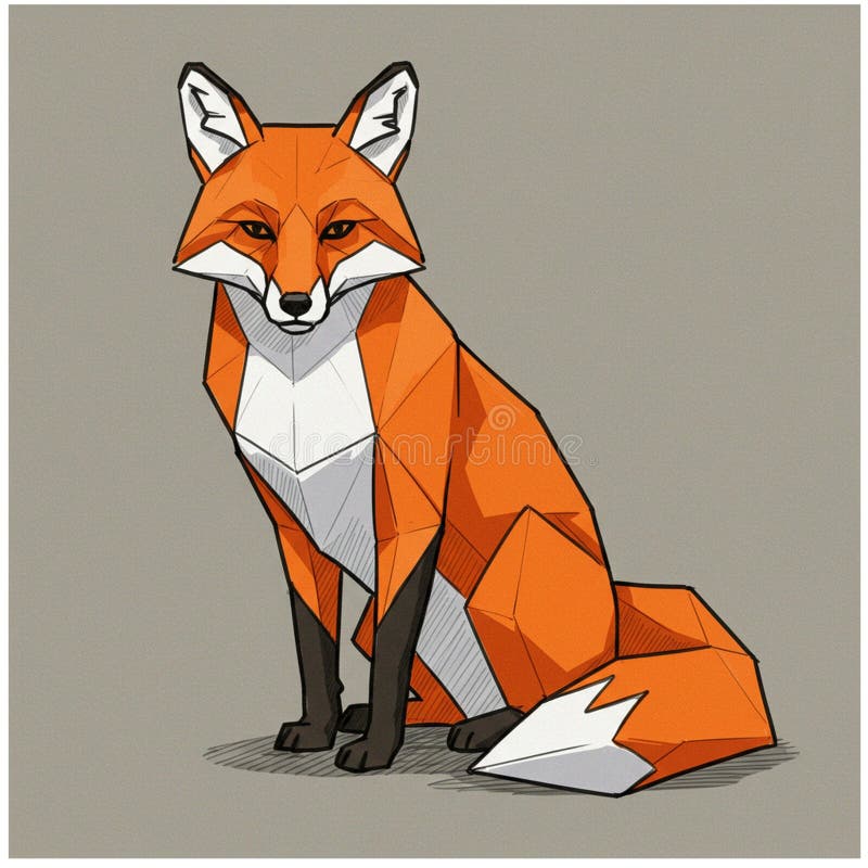 Stylized Illustration of a Red Fox (Vulpes Vulpes) Using Geometric ...