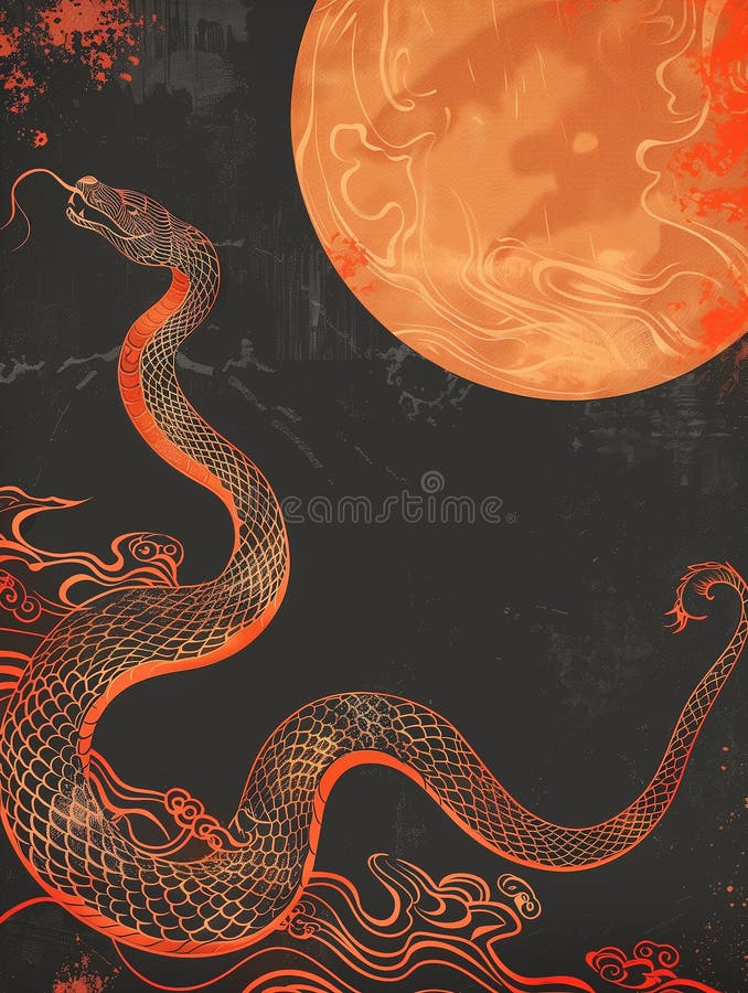 Stylized Illustration of a Red Serpent for the Year Stock Illustration ...