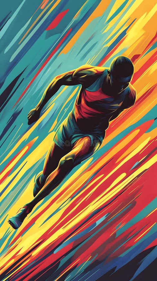 Silhouette of a Runner in Motion with Abstract Colorful Background ...
