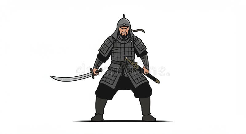 A Stylized Illustration of a Samurai Warrior Wearing Traditional Armor ...