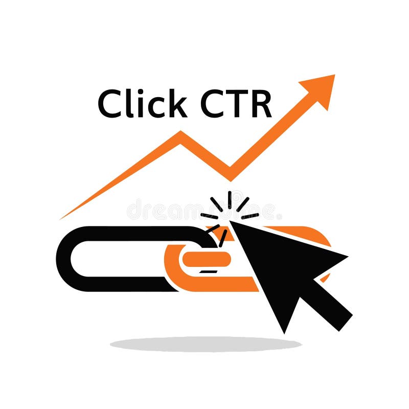 Click through Rate Increase Illustration Orange Black Link Cursor Arrow ...