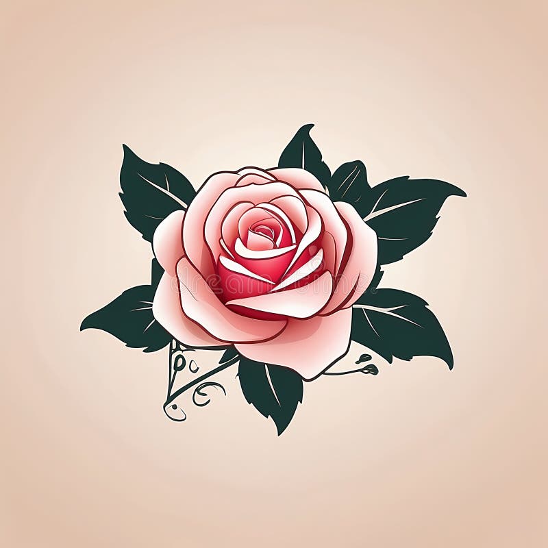 A Stylized Illustration of a Single Pink Rose Stock Photo - Image of ...