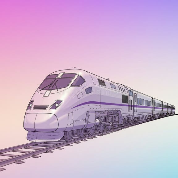 A Stylized Illustration of a Sleek, Modern Train on Tracks, Featuring a ...