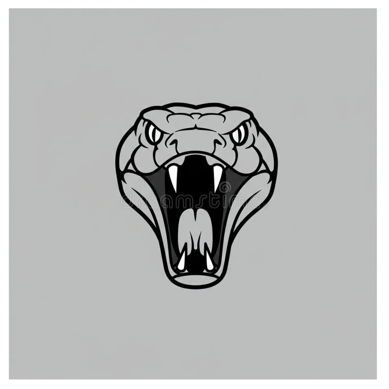 Stylized Illustration of a Snake Head with an Open Mouth. Detailed ...
