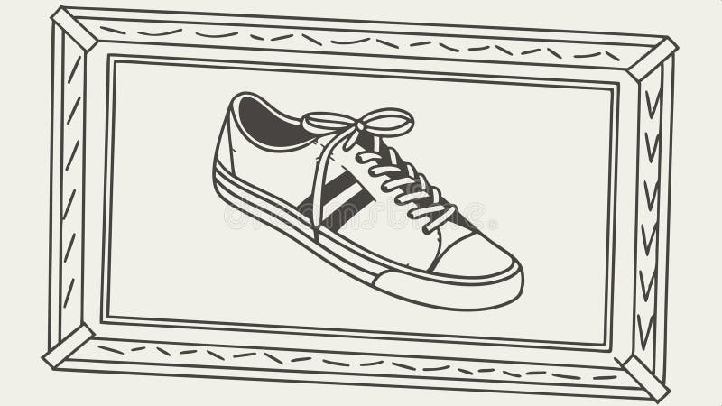 Stylized Illustration of a Sneaker Framed by a Decorative Border Vector ...