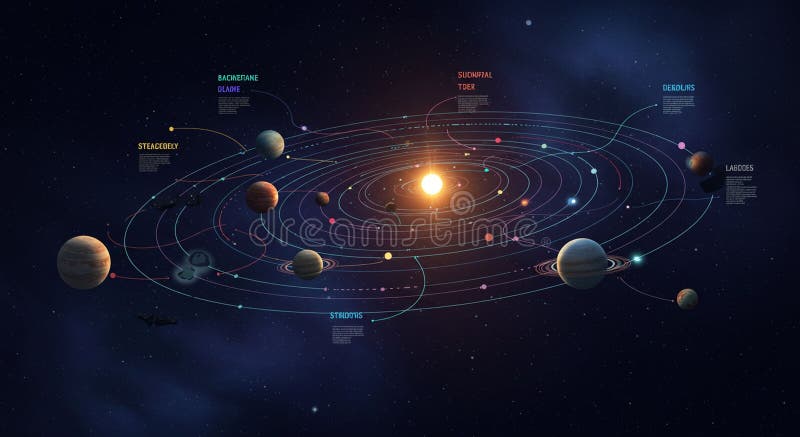 A Stylized Illustration of a Solar System Orbits Around a Central Star ...