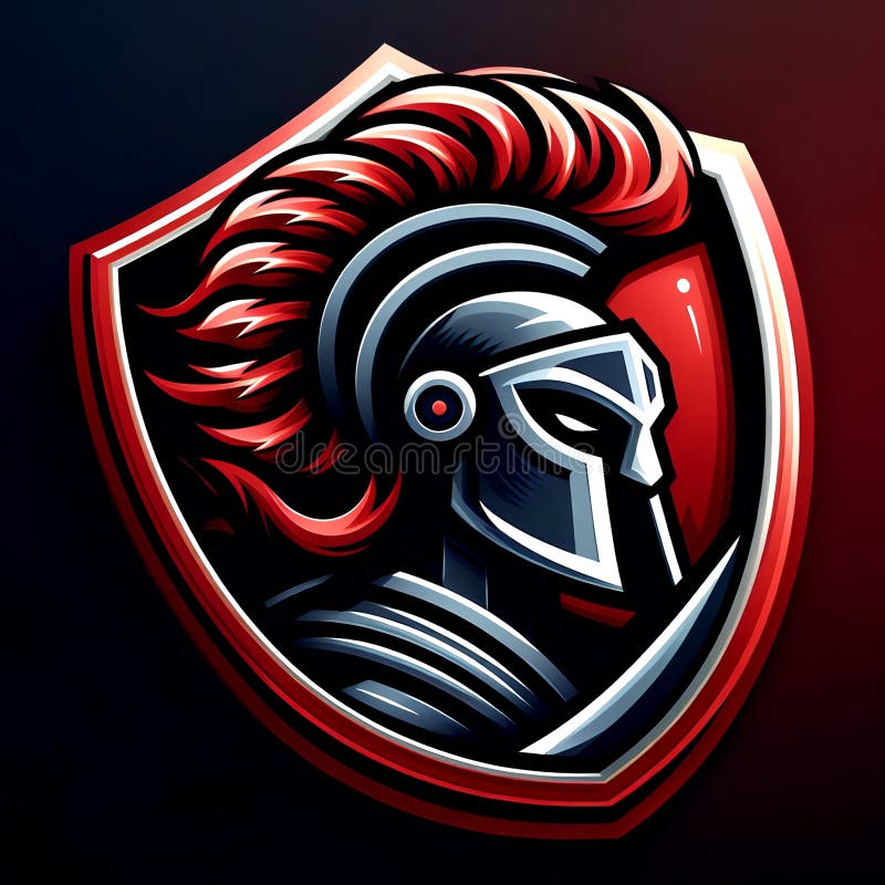 Fiery Spartan Shield stock illustration. Illustration of design - 355108098