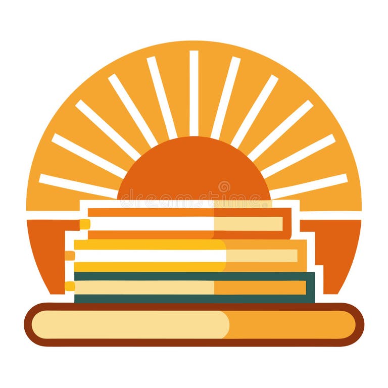 Stack of Books with Sun Rays - Education, Learning, and Knowledge Stock Vector - Illustration of ...
