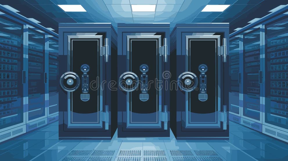 Futuristic Secure Vaults in a Data Center Stock Vector - Illustration of showcasing, modern ...