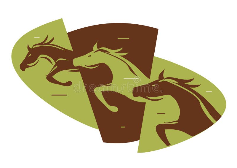 Three Running Horses stock vector. Illustration of animal - 43963876