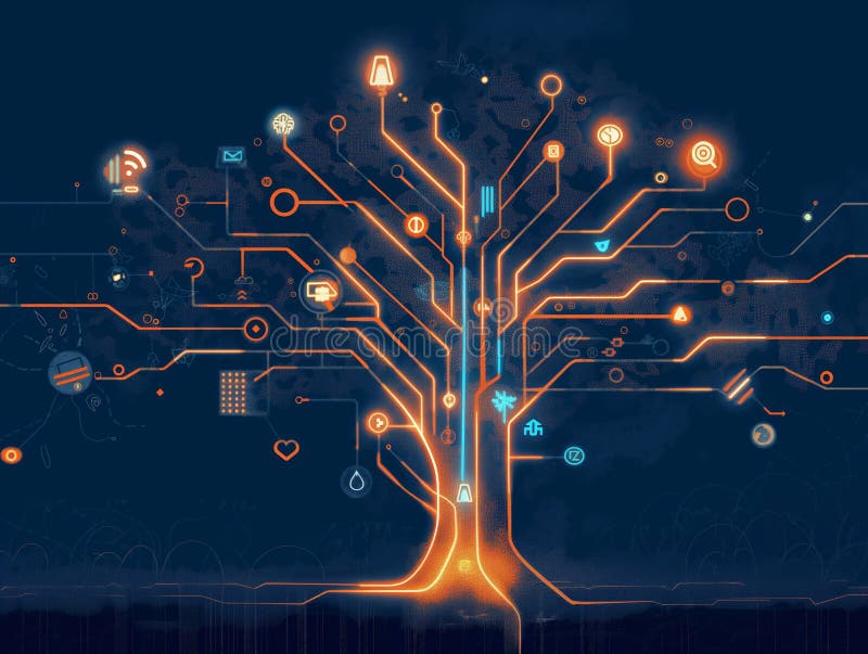 Digital Tree of Knowledge stock image. Image of stylized - 318325545