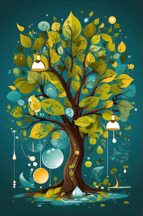 Abstract Sustainability Tree Vector with Eco Icons As Leaves Stock ...
