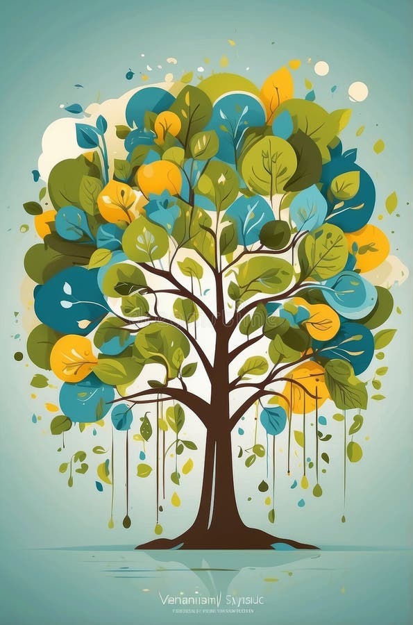 Abstract Sustainability Tree Vector with Eco Icons As Leaves Stock ...