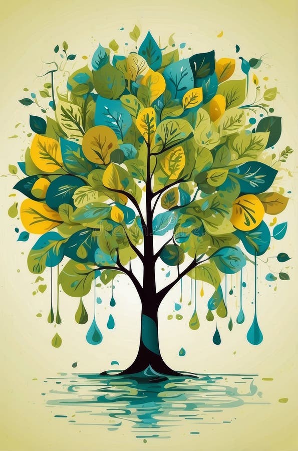 Abstract Sustainability Tree Vector with Eco Icons As Leaves Stock ...