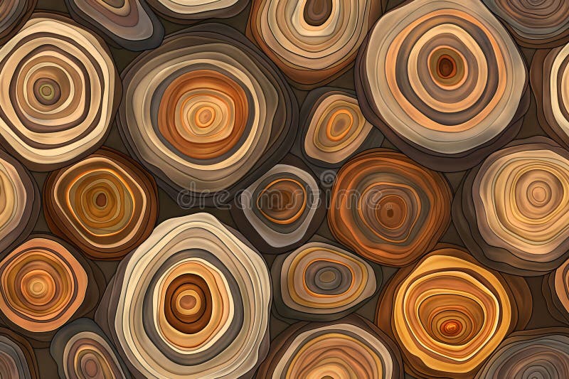 Stylized Illustration of Tree Trunk Cross-sections with Concentric ...