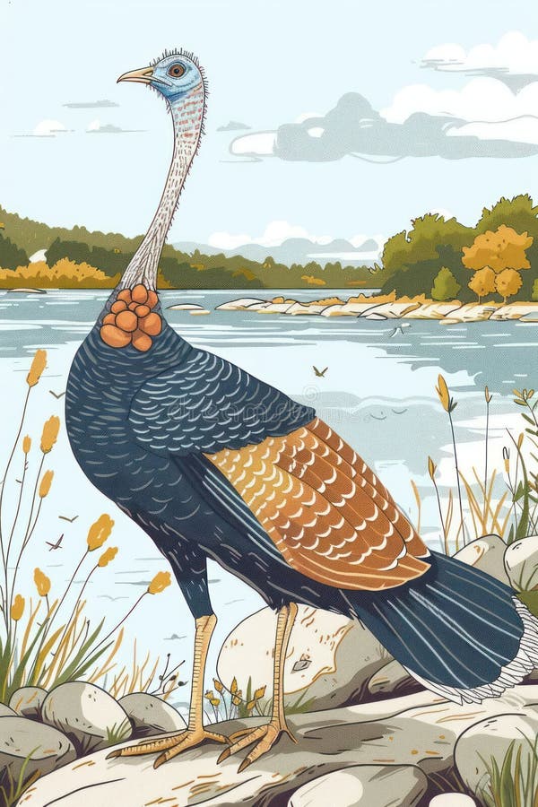 Majestic Australian Brush-Turkey by the Lake Shore Stock Illustration ...