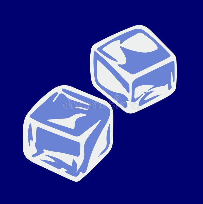 Stylized Illustration of Two Ice Cubes on a Blue Background Stock ...