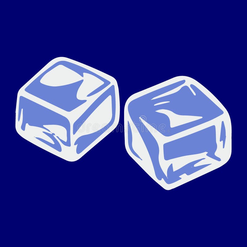 Stylized Illustration of Two Ice Cubes on a Blue Background Stock ...