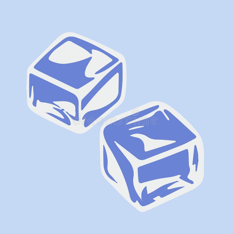 Stylized Illustration of Two Ice Cubes on a Blue Background Stock ...
