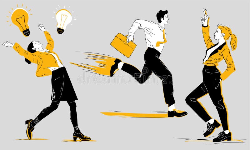 Stylized Illustration in Uniform Style of Three Different Characters ...