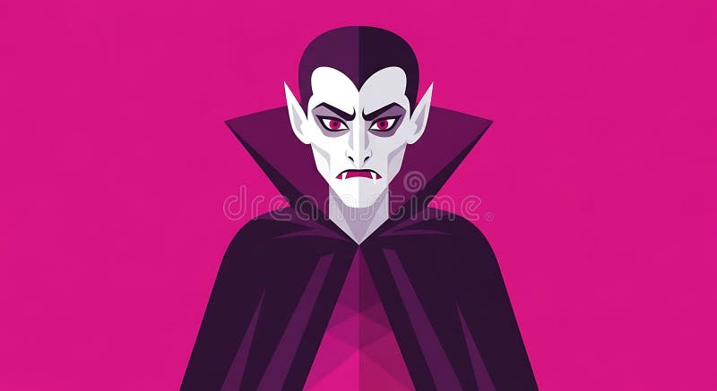 Stylized Illustration of a Vampire Character with a White, Angular Face ...