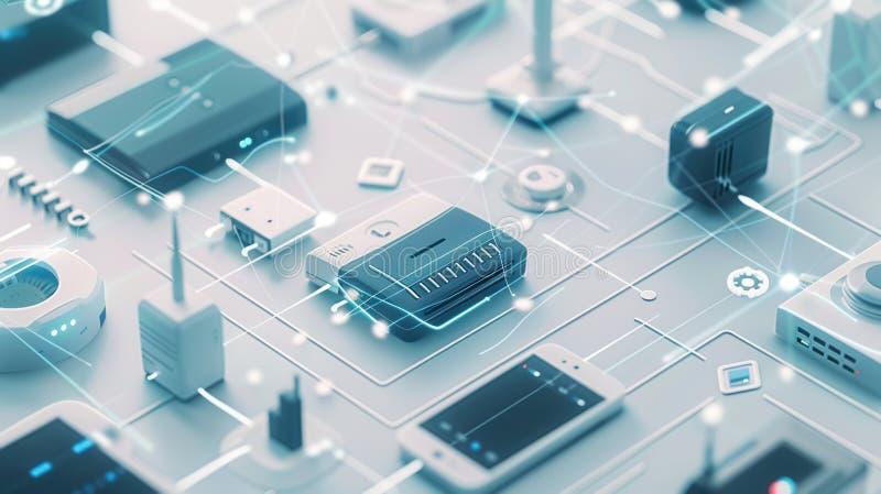 A Stylized Illustration of Various Home Network Devices, Including ...
