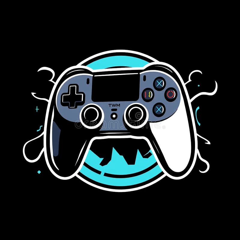 Stylized Illustration of a Video Game Controller with a Sleek Design ...