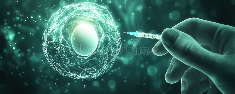 Stylized Illustration of in Vitro Fertilization Process with a Syringe ...