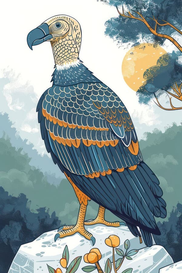 Majestic Andean Condor Perched on a Rock, Serene Mountain Landscape ...