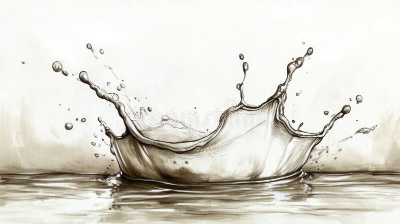 A Stylized Illustration of Water Splashing, Capturing Motion and ...