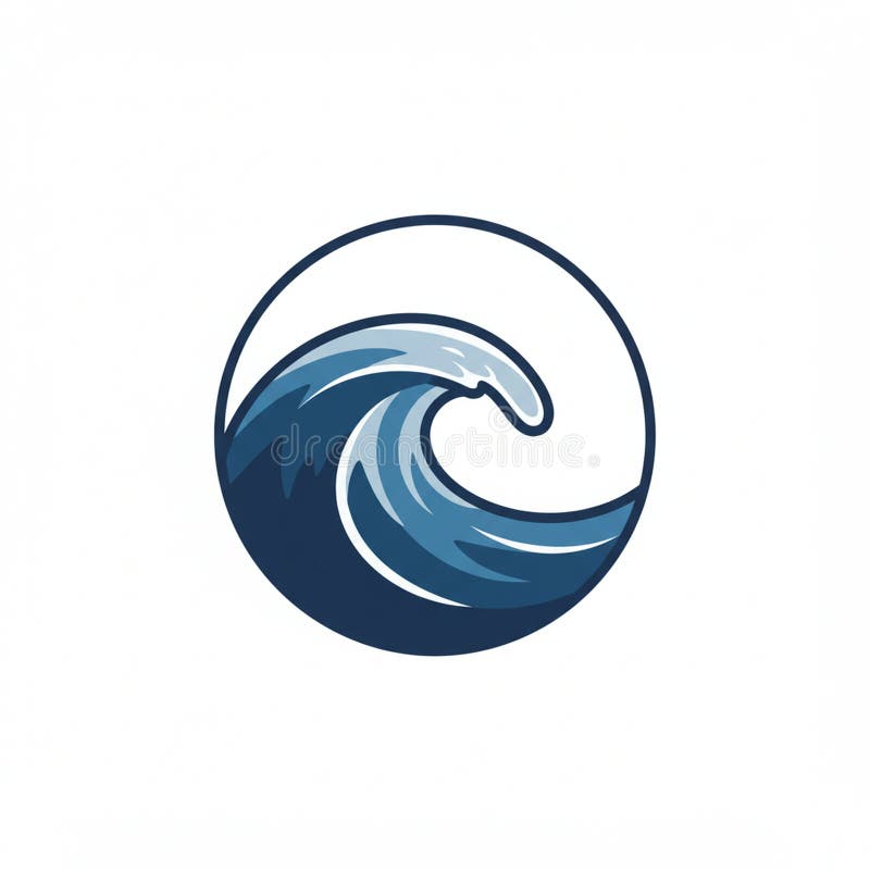 Stylized Illustration of a Wave Inside a Circular Frame. the Wave is ...