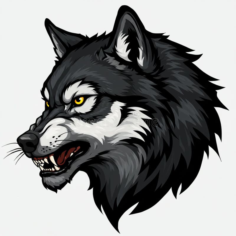 Stylized Illustration of a Wolf S Head, Featuring Sharp, Angular Lines ...