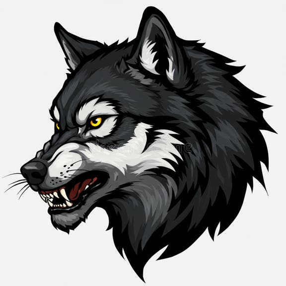 Stylized Illustration of a Wolf S Head, Featuring Sharp, Angular Lines ...