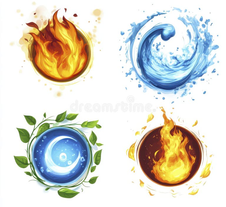 Four Classical Elements Fire, Water, Air, and Earth Digital ...