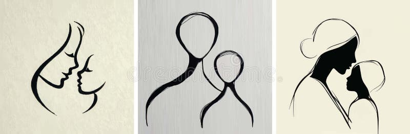 Stylized Illustrations Present Mother and Child Bonding in Minimalist ...