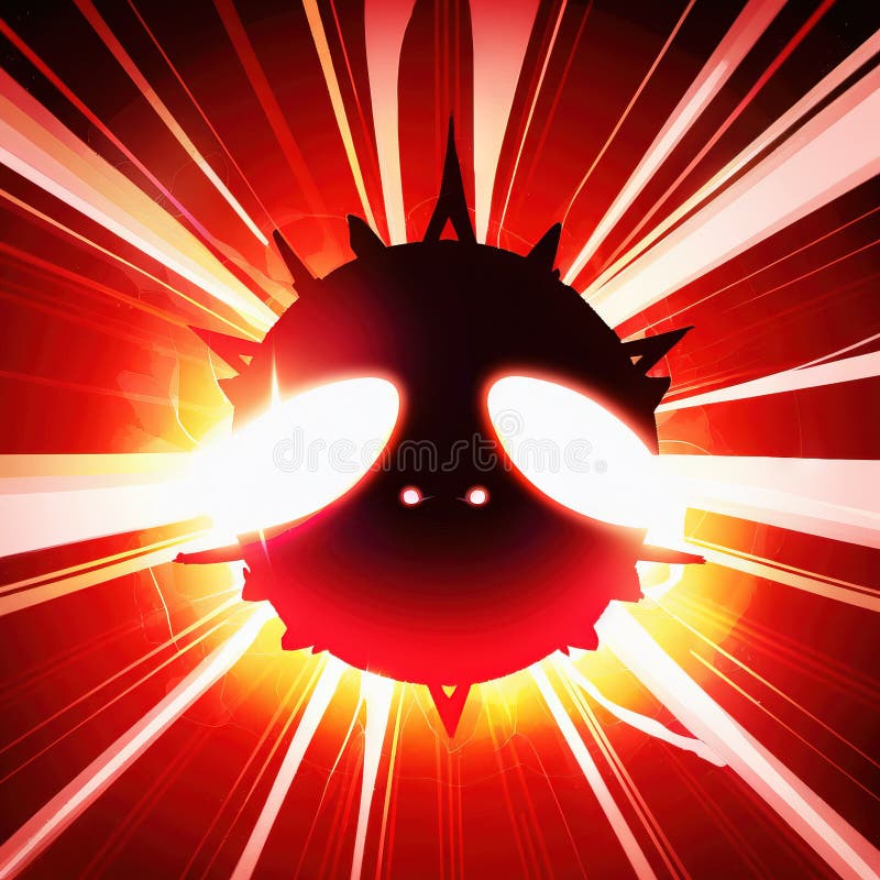 A Stylized Image of a Black and Red Face with Glowing Eyes and a Red ...