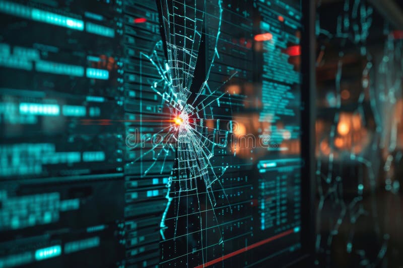 A Stylized Image of a Computer Screen with a Broken Window, Symbolizing ...