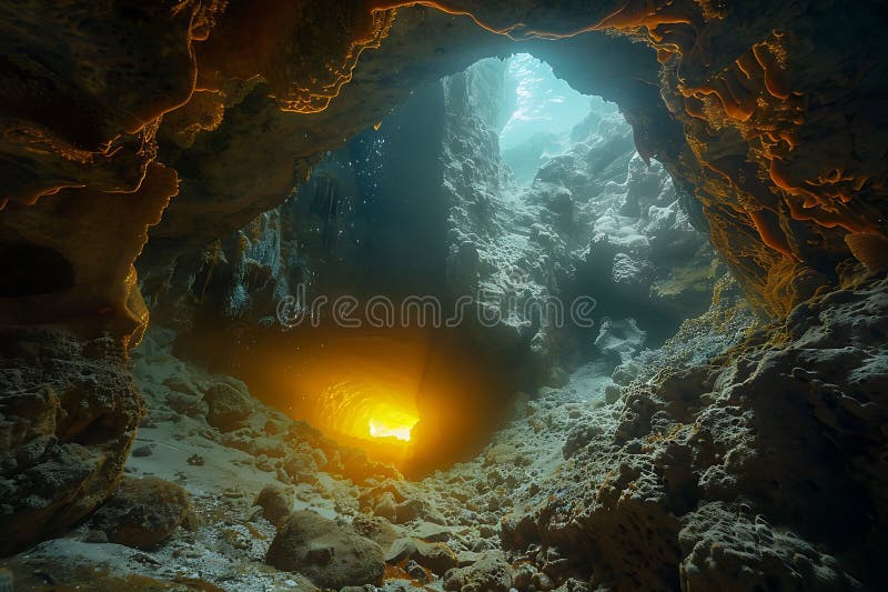 Cave Exploration MultiColored Cave Depths, Geological Formation ...