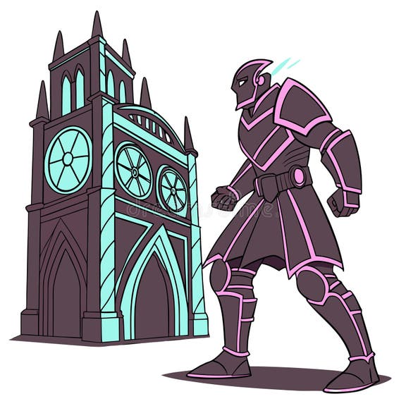 Neon Gothic Golem Character Stock Illustration - Illustration of face ...