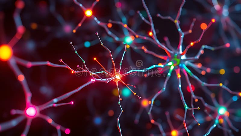 Abstract Neural Network Illuminated with Vibrant Colors Stock ...