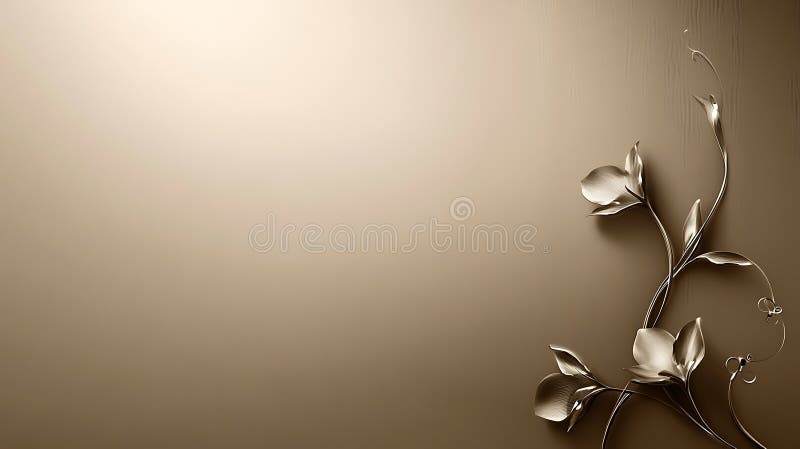 Elegant Metallic Flowers on a Brown Background Stock Image - Image of ...