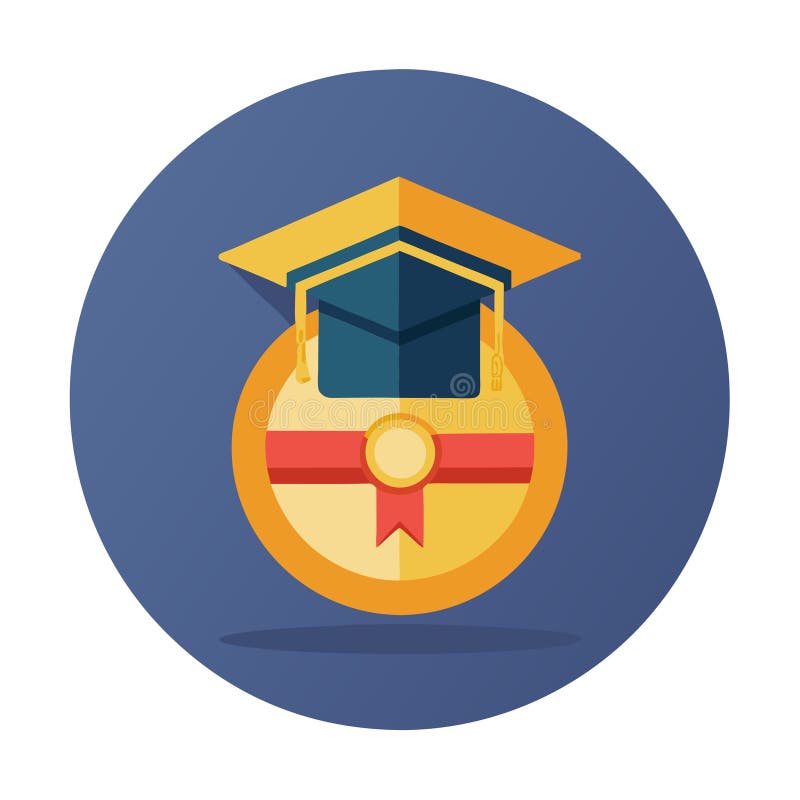 Graduation Cap and Diploma Badge for Education and Academic Achievement ...