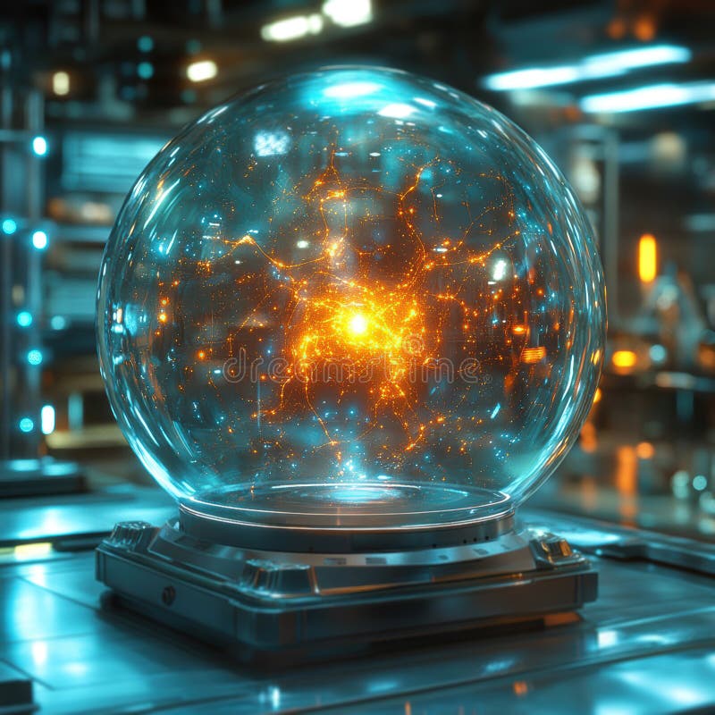 A Stylized Image of a Glowing, Blue and Yellow Spherical Object on a ...