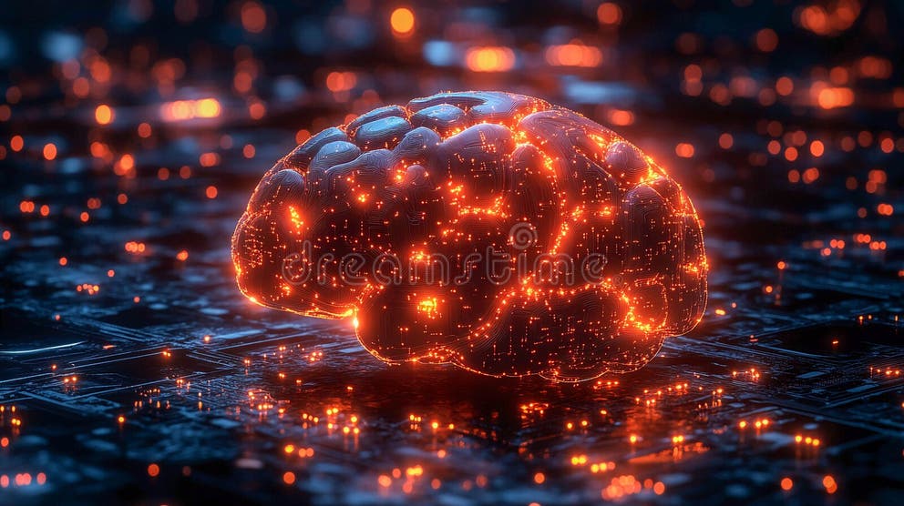 A Stylized Image of a Human Brain, Made in the Form of an Electronic ...