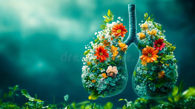 Stylized Image of Human Lungs Made of Flowers and Branches. Lung Health ...
